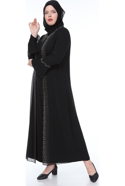 Ferace Büyük Beden Taşlı Abiye