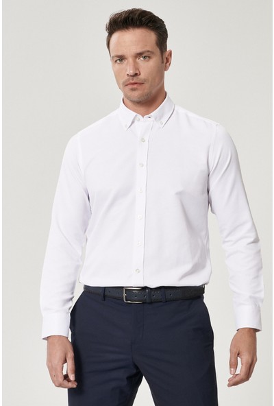 AC&Co / Altınyıldız Classics Tailored Slim Fit Dar Kesim Klasik Düğmeli Yaka Armürlü Gömlek AC&Co / Altınyıldız Classics Tailored Slim Fit Dar Kesim Klasik Düğmeli Yaka Armürlü Gömlek