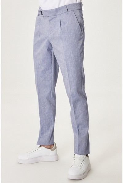 Ac&Co / Altınyıldız Classics Erkek Mavi Slim Fit Dar Kesim Yan Cep Casual Pantolon