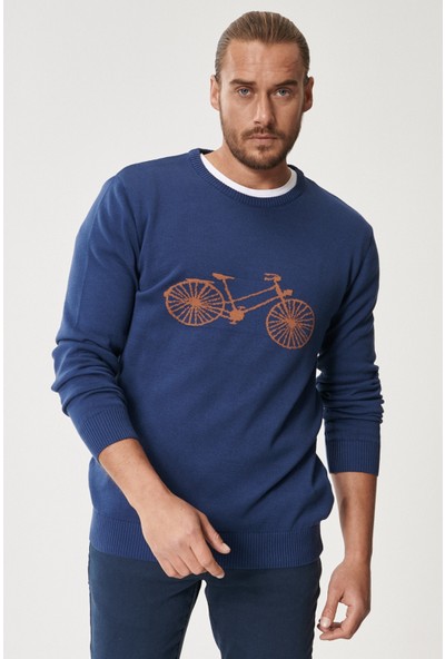 AC&Co / Altınyıldız Classics Standart Fit Bisiklet Yaka Desenli %100 Koton Triko Kazak