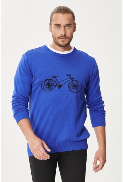 AC&Co / Altınyıldız Classics Standart Fit Bisiklet Yaka Desenli %100 Koton Triko Kazak