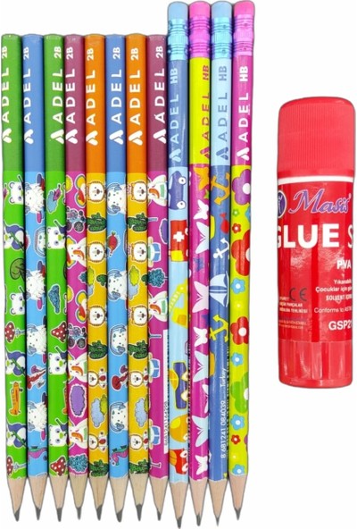 Adel Mercanlı Karışık Kurşun Kalem 12'li + Stick 21 gr Adel Mercanlı Karışık Kurşun Kalem 12'li + Stick 21 gr