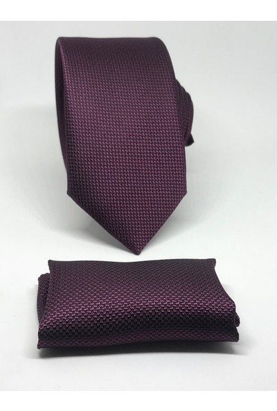 Kravat Gezegeni Mürdüm Renk Slim Fit Oxford Kuş Gözü Desen Mendilli Kravat Kravat Gezegeni Mürdüm Renk Slim Fit Oxford Kuş Gözü Desen Mendilli Kravat
