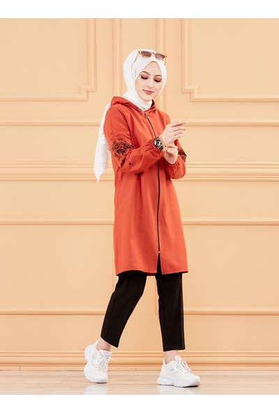 Fermuarlı Tunik - Kiremit - Tofisa