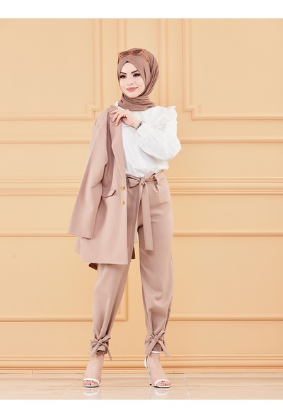 Kuşaklı Pantolon - Vizon - Tofisa