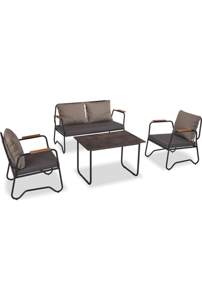 Decosit Plaza Metal Bahçe Oturma Grubu (2+1+1+Yüksek Kompakt Sehpa) - Toprak Decosit Plaza Metal Bahçe Oturma Grubu (2+1+1+Yüksek Kompakt Sehpa) - Toprak