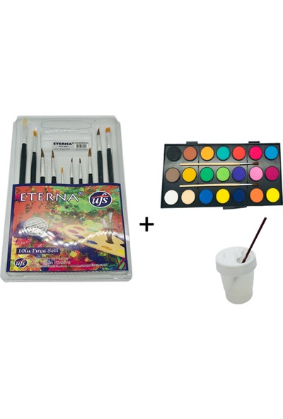 Samur Lüks Boya Seti 21'li 10'lu Eterna Fırça Seti ve Suluboya Su Kabı Samur Lüks Boya Seti 21'li 10'lu Eterna Fırça Seti ve Suluboya Su Kabı