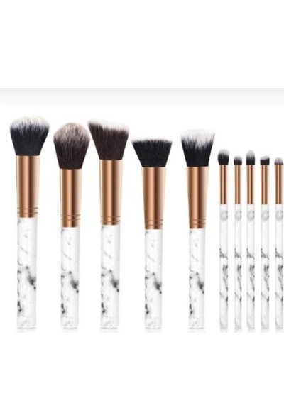 Mujgan Mermer Desen Siyah-Beyaz Uçlu 10'lu Fırça Seti