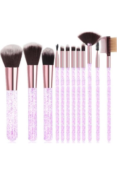 Mujgan 12'li Simli Silindir Makyaj Fırça Seti - Mor Mujgan 12'li Simli Silindir Makyaj Fırça Seti - Mor
