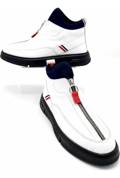 Özel Tasarım Hakiki Deri Önden Fermuarlı Spor Bot