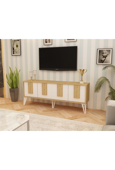 Cantek Piano Tv Sehpası Safirmeşe-Beyaz