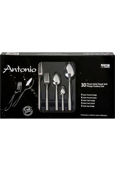 Antonio 30 Parça Paslanmaz Çelik Çatal Kaşık Seti Antonio 30 Parça Paslanmaz Çelik Çatal Kaşık Seti