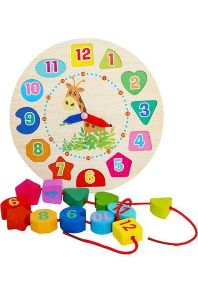Hamaha Wooden Toys Ahşap Eğitici Geliştirici Renkli Ipe Dizme Saat Oyuncak Hamaha Wooden Toys Ahşap Eğitici Geliştirici Renkli Ipe Dizme Saat Oyuncak