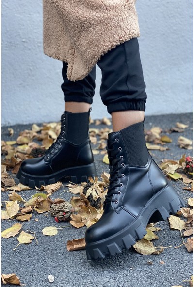 İnan Ayakkabı Kadın Kenarları Örgü Lastik Hafif Tabanlı Bot