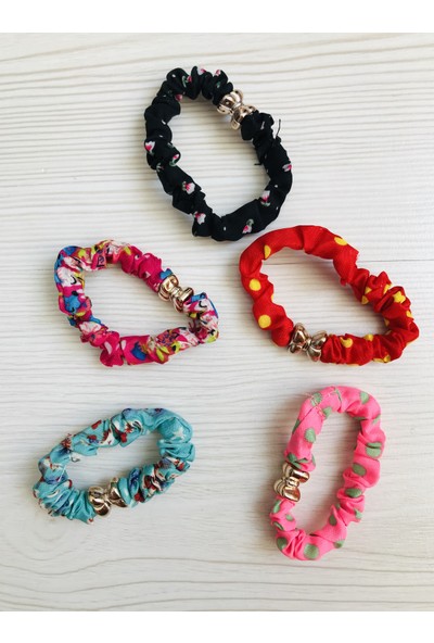 Yeşim Aksesuar 5'li Toka Seti, Kalın Lastik Kumaş Kadın Tokası