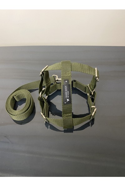 Leash Shop -Haki- Köpek Göğüs Bel Tasma Takımı M Beden (45-55 Cm)