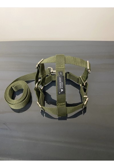 Leash Shop -Haki- Köpek Göğüs Bel Tasma Takımı L Beden (55-65 Cm)