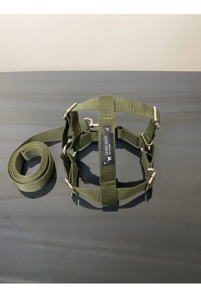 Leash Shop -Haki- Köpek Göğüs Bel Tasma Takımı Xl Beden (65-75 Cm)