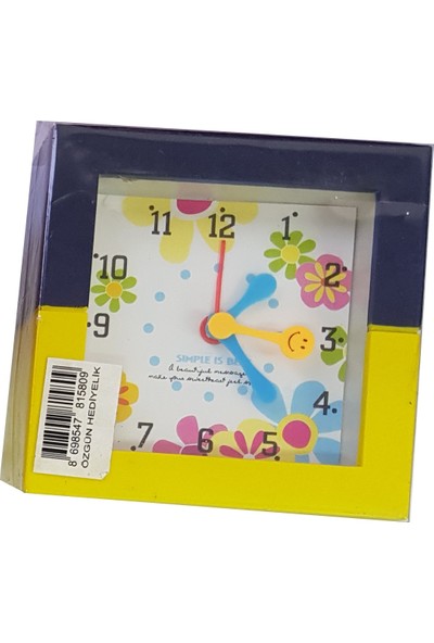 ÖZGÜN Sarı Lacivert Dekoratif Masaüstü Saat