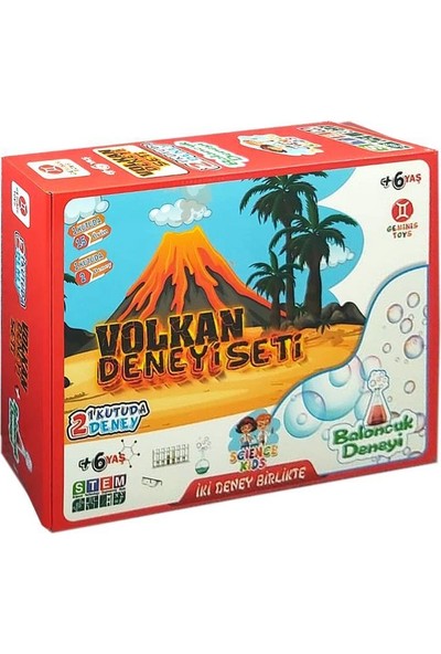 Geminis 2'li Deney Seti Volkanik Deney + Baloncuk Deneyi Geminis 2'li Deney Seti Volkanik Deney + Baloncuk Deneyi