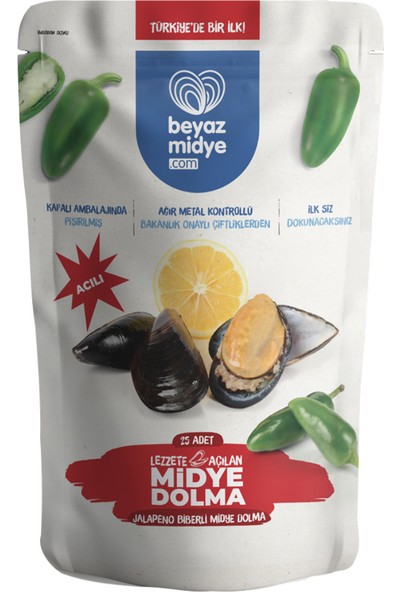 Beyaz Midye Jalapeno Biberli Midye Dolma (25'li) Beyaz Midye Jalapeno Biberli Midye Dolma (25'li)