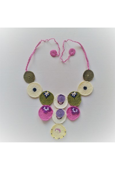 EnviPet Salkım Temalı Daireler Tığ Işi Kolye EnviPet Salkım Temalı Daireler Tığ Işi Kolye