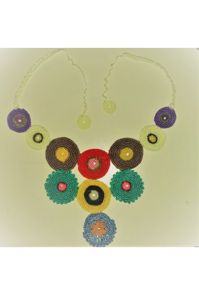 EnviPet Salkım Temalı Daireler Tığ Işi Kolye EnviPet Salkım Temalı Daireler Tığ Işi Kolye