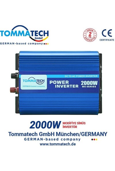 Tommatech 2000 W 12 V / 220V Çevirici Invertör Tommatech 2000 W 12 V / 220V Çevirici Invertör
