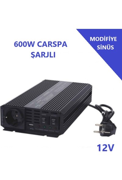 Carspa 600W 12V Modifiye Sinüs Akü Şarjlı Inverter Carspa 600W 12V Modifiye Sinüs Akü Şarjlı Inverter