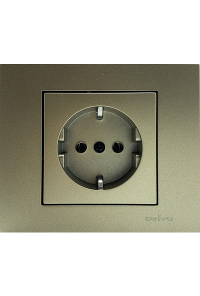 Ovivo Grano Titanyum Topraklı Priz Çerçeveli