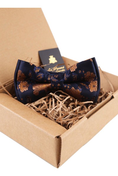 Kravatkolik Lacivert Çiçek Desen Papyon P1496