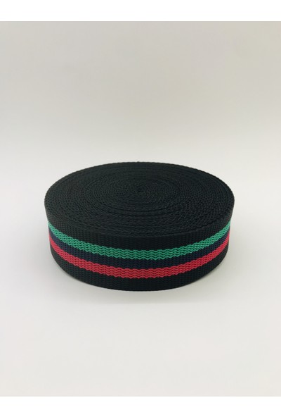 Globe 4,0 cm Siyah Üzeri Desen Kolon - Şerit - Dar Dokuma - 10 Mt.