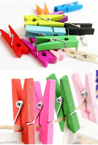 Rimmi 100 Adet Renkli Ahşap Küçük 2,5 cm Mandal Ataç Fotoğraf Askısı Mandalı Rimmi 100 Adet Renkli Ahşap Küçük 2,5 cm Mandal Ataç Fotoğraf Askısı Mandalı
