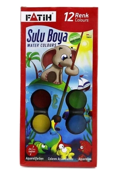Fatih Sulu Boya 12 Renk 24 ml F-12 Büyük Boy Mavi