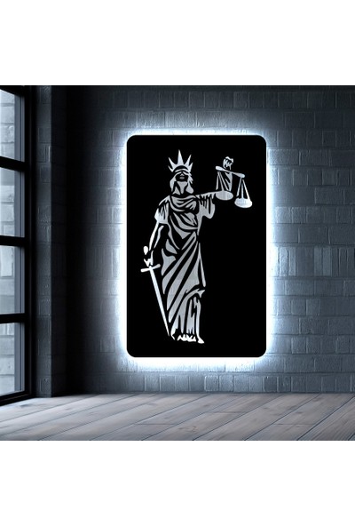 Melek Pazarı Themis Heykeli LED Işıklı Dekoratif Ahşap Tablo Melek Pazarı Themis Heykeli LED Işıklı Dekoratif Ahşap Tablo