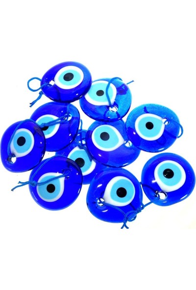 Hd Marketim Nazar Boncuğu 10 Adet 5 cm Delikli Cam Nazarlık Ağaç Süsleme Dekoratif Nazar