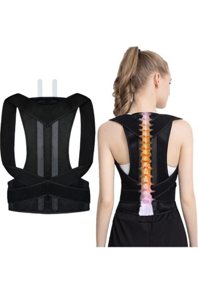 Ankaflex Siyah Spor Balenli Bel Omuz Sırt Kemeri Aparatı Dik Durus Korsesi Ankaflex Siyah Spor Balenli Bel Omuz Sırt Kemeri Aparatı Dik Durus Korsesi