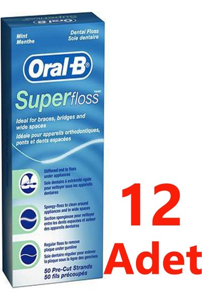 Oral-B Super Floss Diş Ipi 50 Adet x 12 Paket Oral-B Super Floss Diş Ipi 50 Adet x 12 Paket