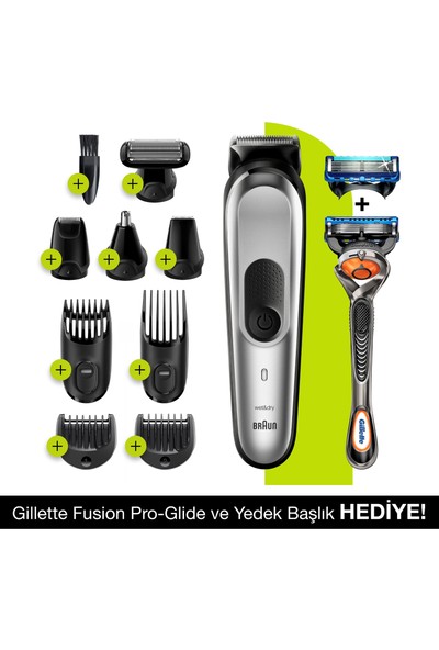 Braun MGK 7220 Erkek Bakım Kiti Islak & Kuru 10in1 Şekillendirici + Gillette Braun MGK 7220 Erkek Bakım Kiti Islak & Kuru 10in1 Şekillendirici + Gillette