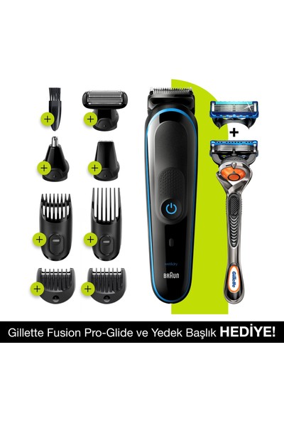 Braun MGK 5280 Şarjlı Erkek Bakım Kiti 9in1  Kablosuz Şekillendirici + Gillette Fusion ProGlide Braun MGK 5280 Şarjlı Erkek Bakım Kiti 9in1  Kablosuz Şekillendirici + Gillette Fusion ProGlide