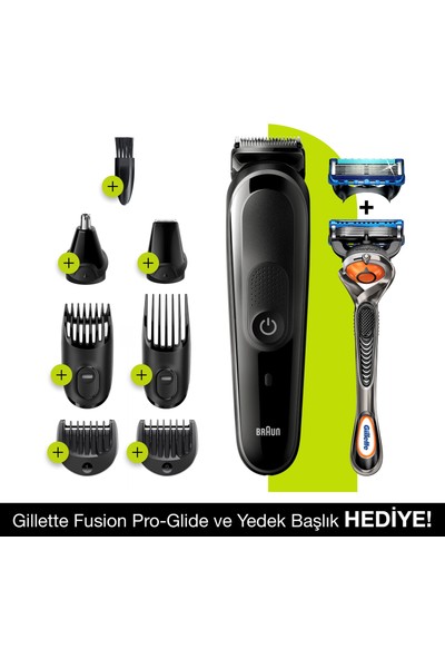 Braun MGK 5260 Şarjlı Erkek Bakım Kiti 8in1 Kablosuz Şekillendirici - Siyah/Mavi + Gillette Fusion ProGlide Braun MGK 5260 Şarjlı Erkek Bakım Kiti 8in1 Kablosuz Şekillendirici - Siyah/Mavi + Gillette Fusion ProGlide