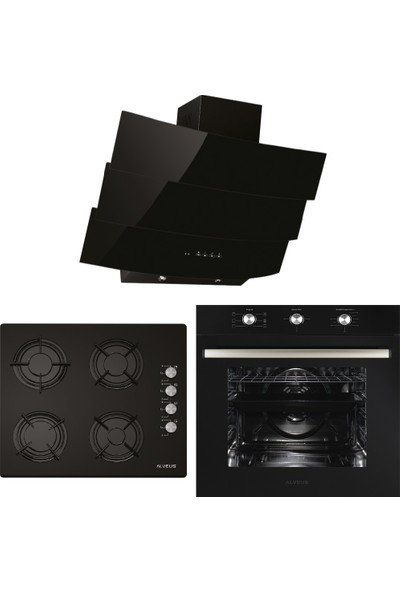 Alveus Century Siyah 3'lü Ankastre Set MODW-GLS640-MFA614 Alveus Century Siyah 3'lü Ankastre Set MODW-GLS640-MFA614