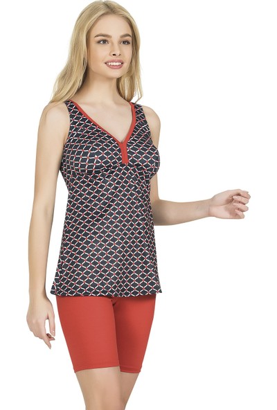 Beria Kadın Desenli Taytlı Tankini