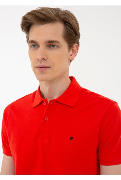 Pierre Cardin Nar Çiçeği Slim Fit Basic Polo Yaka T-Shirt 50239843-VR039 Pierre Cardin Nar Çiçeği Slim Fit Basic Polo Yaka T-Shirt 50239843-VR039