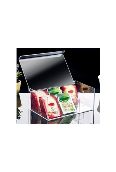 Gül Home Store Çay Kutusu 6 Bölmeli Kapaklı Poşet Bitki Çayı Saklama Kabı
