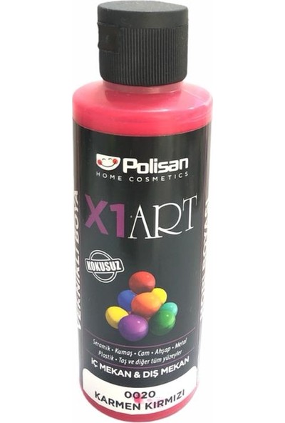 Polisan X1ART 0020 Vernikli Hobi Boyası Karmen Kırmızı 120 ml
