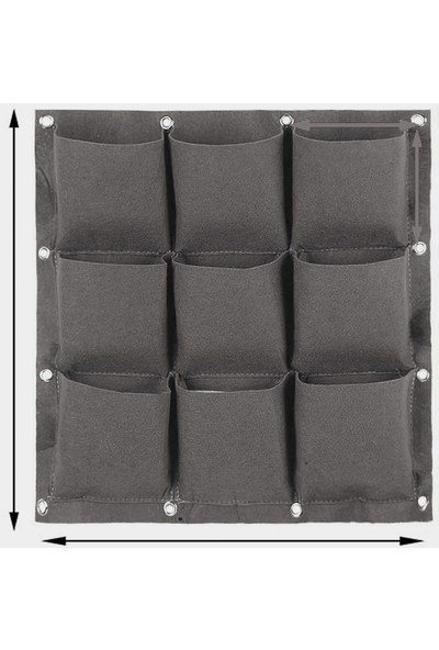 Keçe Saksı Keçe 50 cm x 50 cm 9 Saksılı Keçe Duvar Saksısı Gri