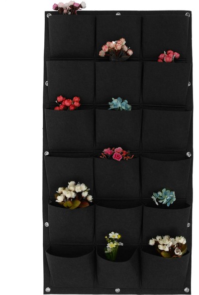 Keçe Saksı Keçe 100 cm x 50 cm 18 Saksılı Keçe Duvar Saksısı Siyah