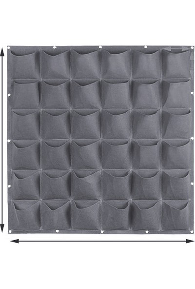 Keçe Saksı Keçe 100 cm x 100 cm 36 Saksılı Keçe Duvar Saksısı Gri