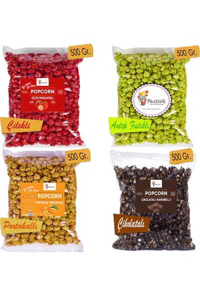 Lüks Popcorn Eğlence Paketi 2 kg - Çikolatalı, Antep Fıstıklı, Çilekli, Portakallı, Patlamış Mısır Lüks Popcorn Eğlence Paketi 2 kg - Çikolatalı, Antep Fıstıklı, Çilekli, Portakallı, Patlamış Mısır